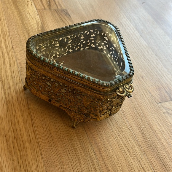 Antique | Accents | Hollywood Regency Jewelry Box 95s Ormolu Filigree ...